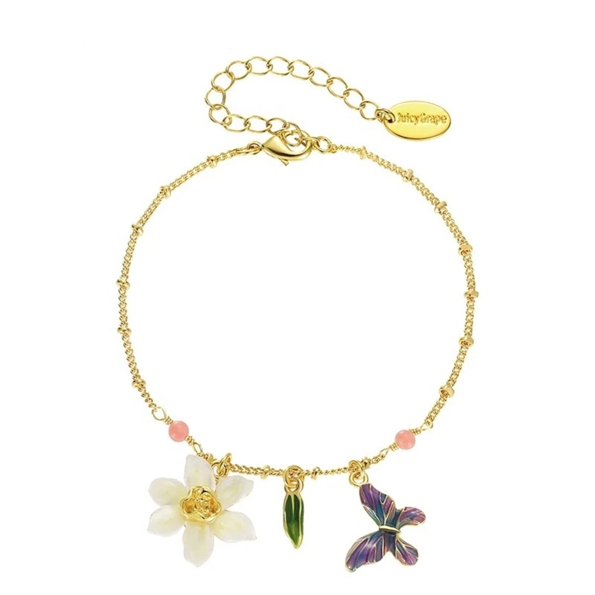 Daffodil Butterfly Charm Bracelet / スイセン & バタフライ チャーム ブレスレット | POCHIC.