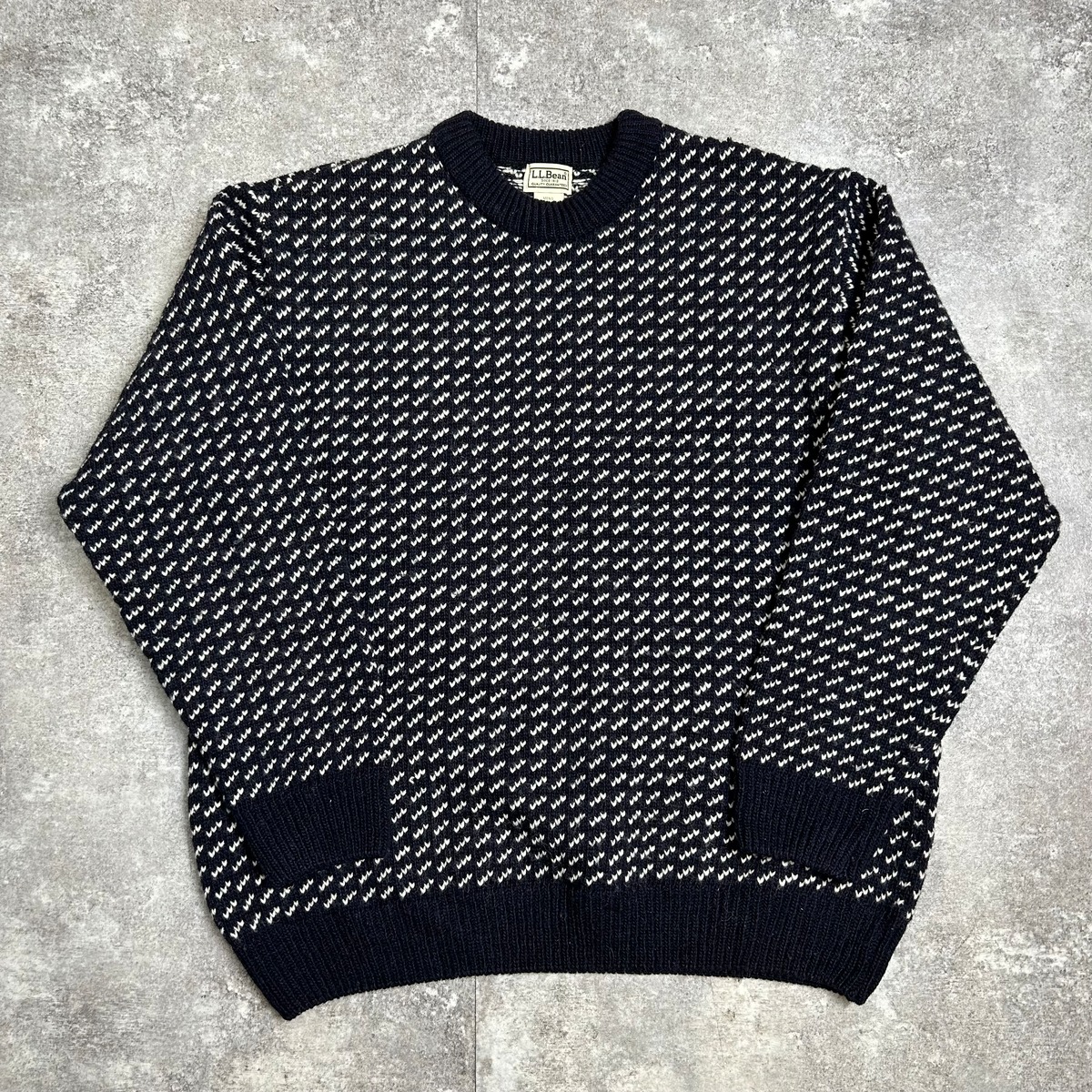 00's 00s L.L.Bean Birds Eye Knit バーズアイニット柄 ノルウェー製 ウールニット エルエルビーン 494U ...