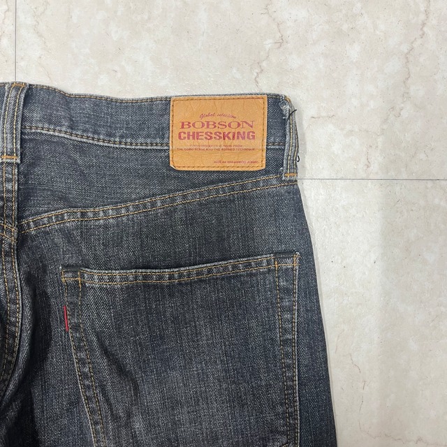 古着 BOBSON 黒デニム 革パッチ | 古着屋森のくまさん