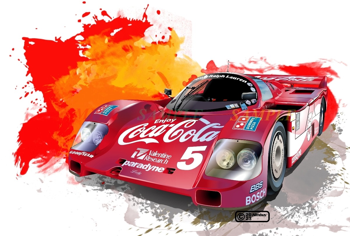 【額入りイラスト】PORSCHE 962C Bob Akin Racing coca cola | nimbus GARAGEs