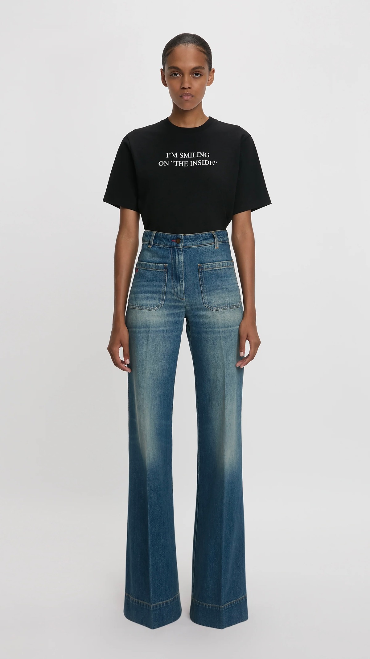 VICTORIA BECKHAM -Slogan TEE ("I’M SMILING ON THE INSIDE")- :BLACK ...