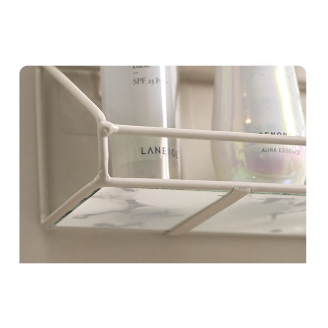 大サイズ ウォールラック 鉄製 洗面台 バスルーム 大理石風 コップ置き 壁面収納 両面テープ 防水仕様 コスメ | interior7