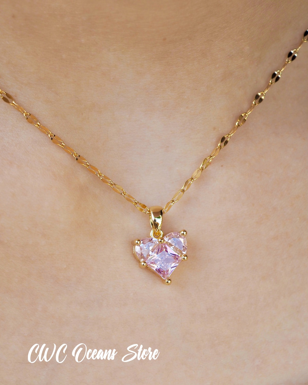 Waikiki sunrise pink heart necklace | CWC Oceans Store