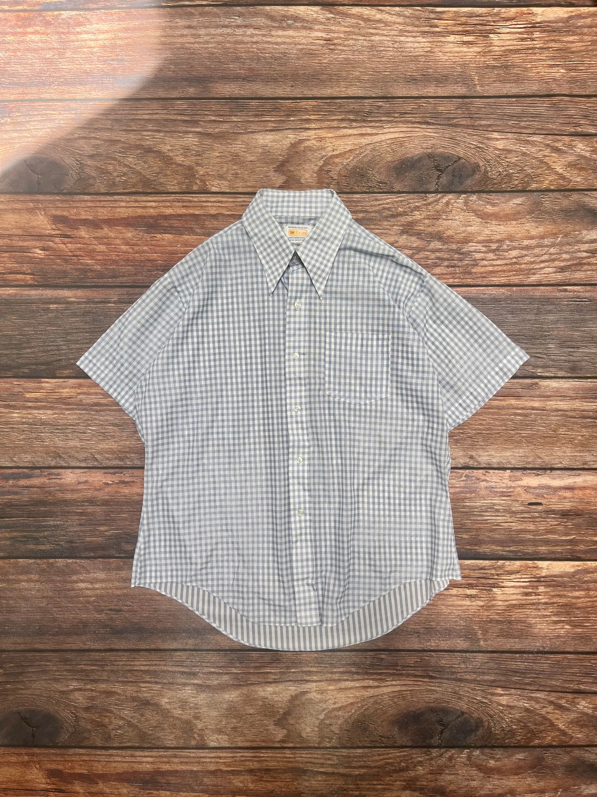 Sheer Check Shirt 】 70’s J.M. Fields シアーチェックシャツ 半袖シャツ Lサイズ | 古着屋DIGDIG