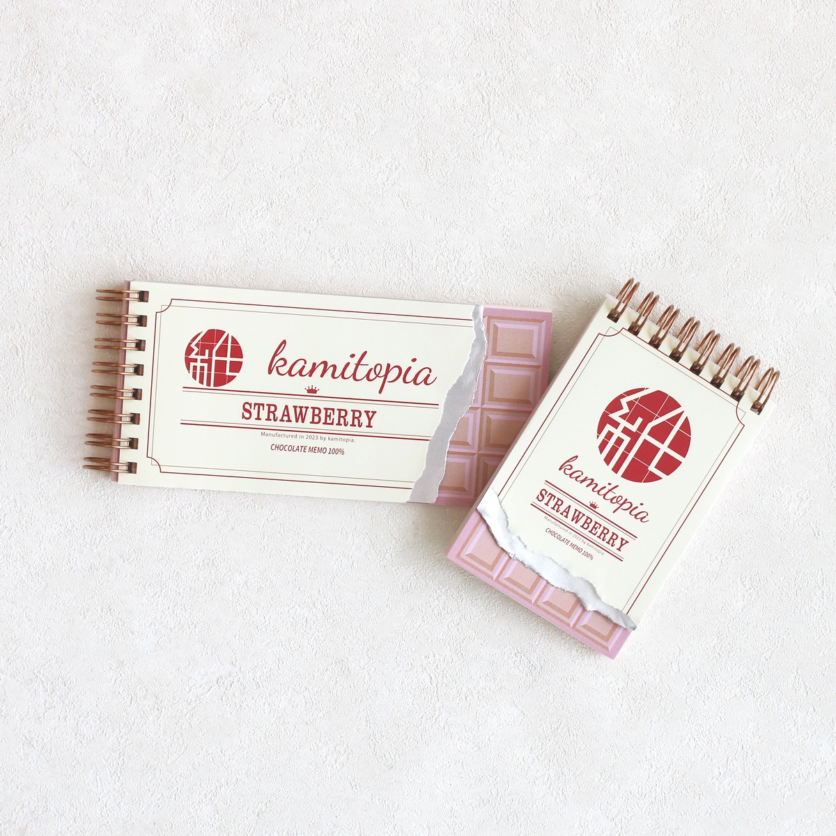 紙グルメメモ帳 チョコレート (STRAWBERRY CHOCOLATE)｜スマホサイズ＋A7変形サイズセット | kamitopia