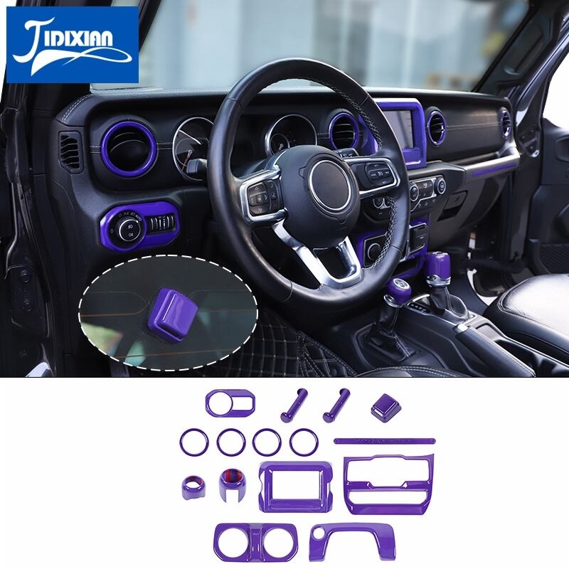 Purple Car Interior Exterior Decoration Suite KitカバージープラングラーJL 2018 ...