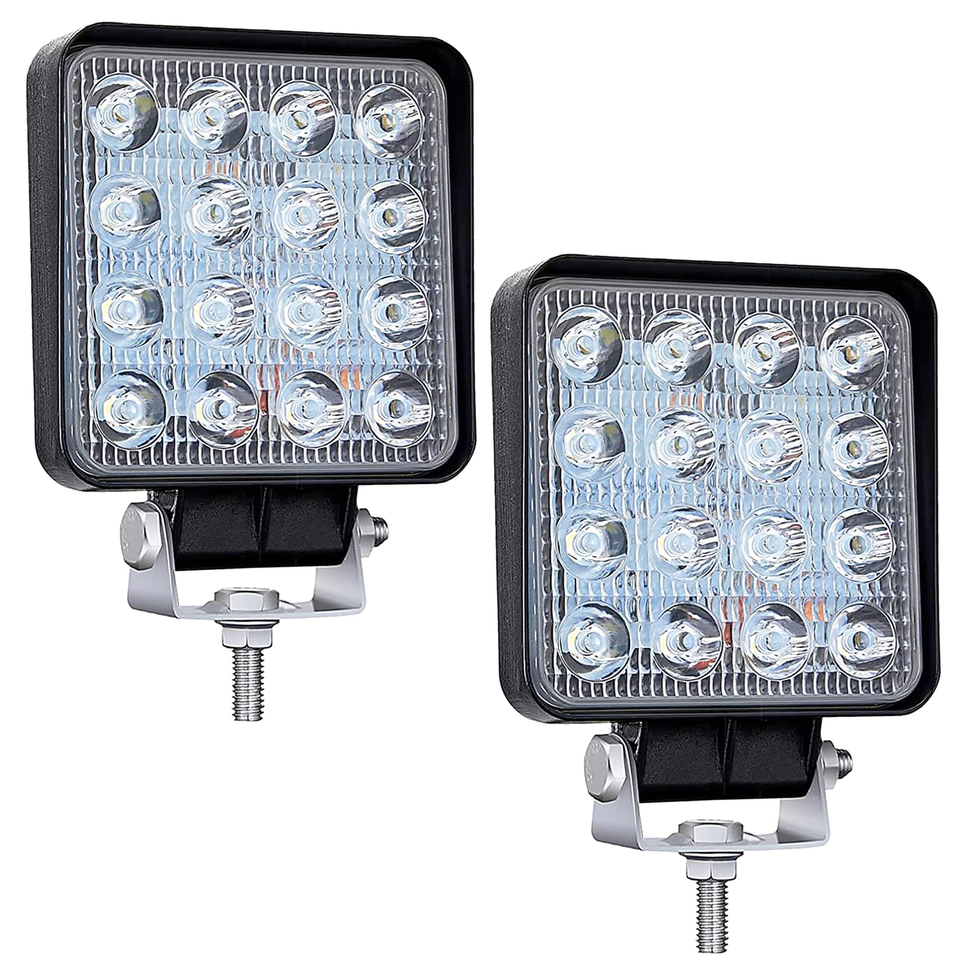 FOKES LED Square Light Bar 2PCS 4.3 "48W 15000LM洪水ライトポッドオフロードフォグドライビング ...