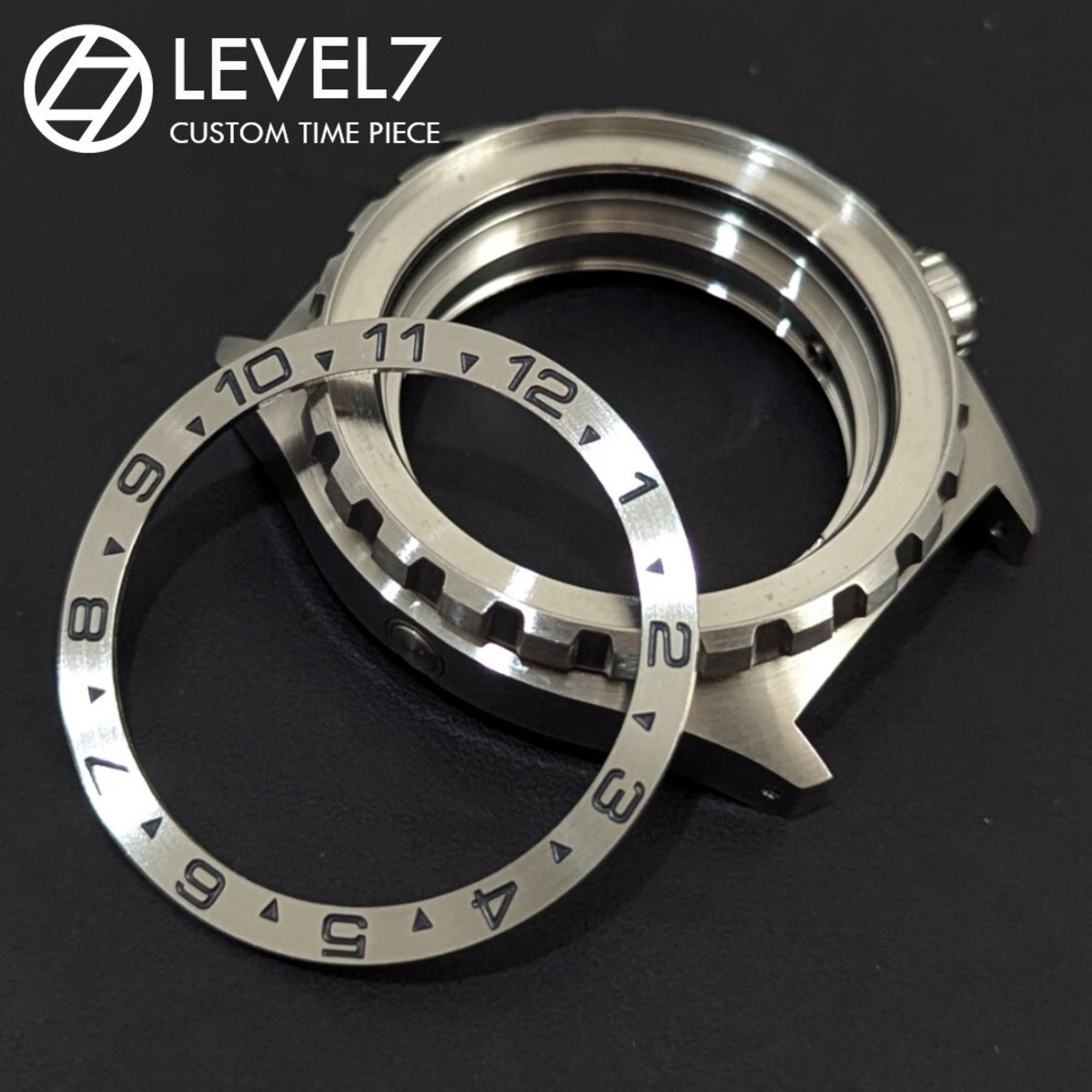 【フラット型】【HT248SS】ベゼルインサート シルバー ステンレス製 12時間表記 カスタム用パーツ LEVEL7 | LEVEL7