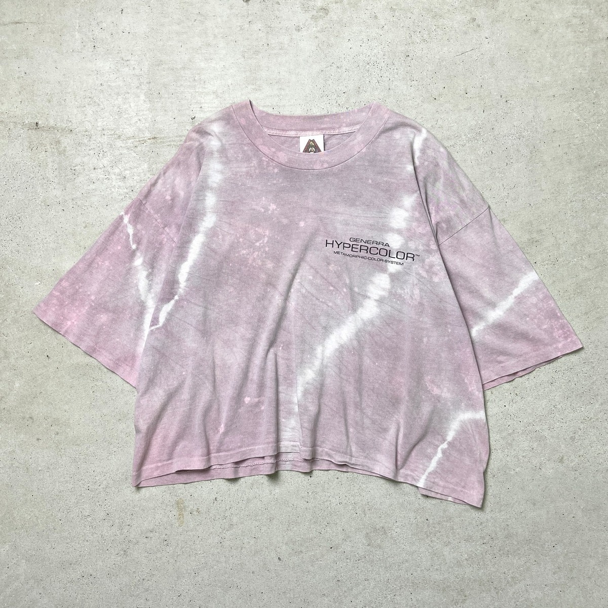 90年代 USA製 HYPERCOLOR プリントTシャツ タイダイ染め 短丈 レディースXL相当 メンズ 古着 90s シングルステッチ ...
