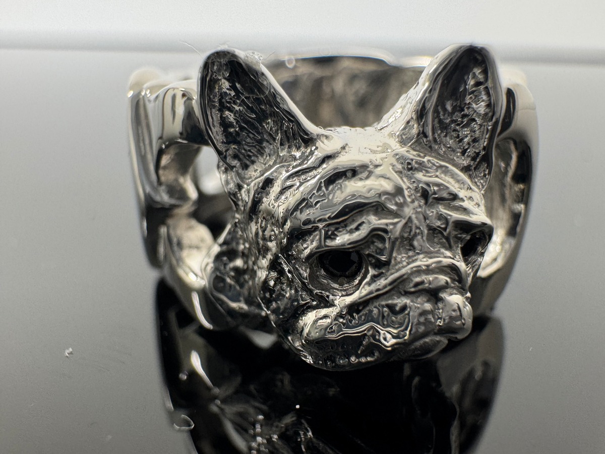 French Bulldog SV925 Dog Face Design Ring | 南アルプスジュエリーファクトリー