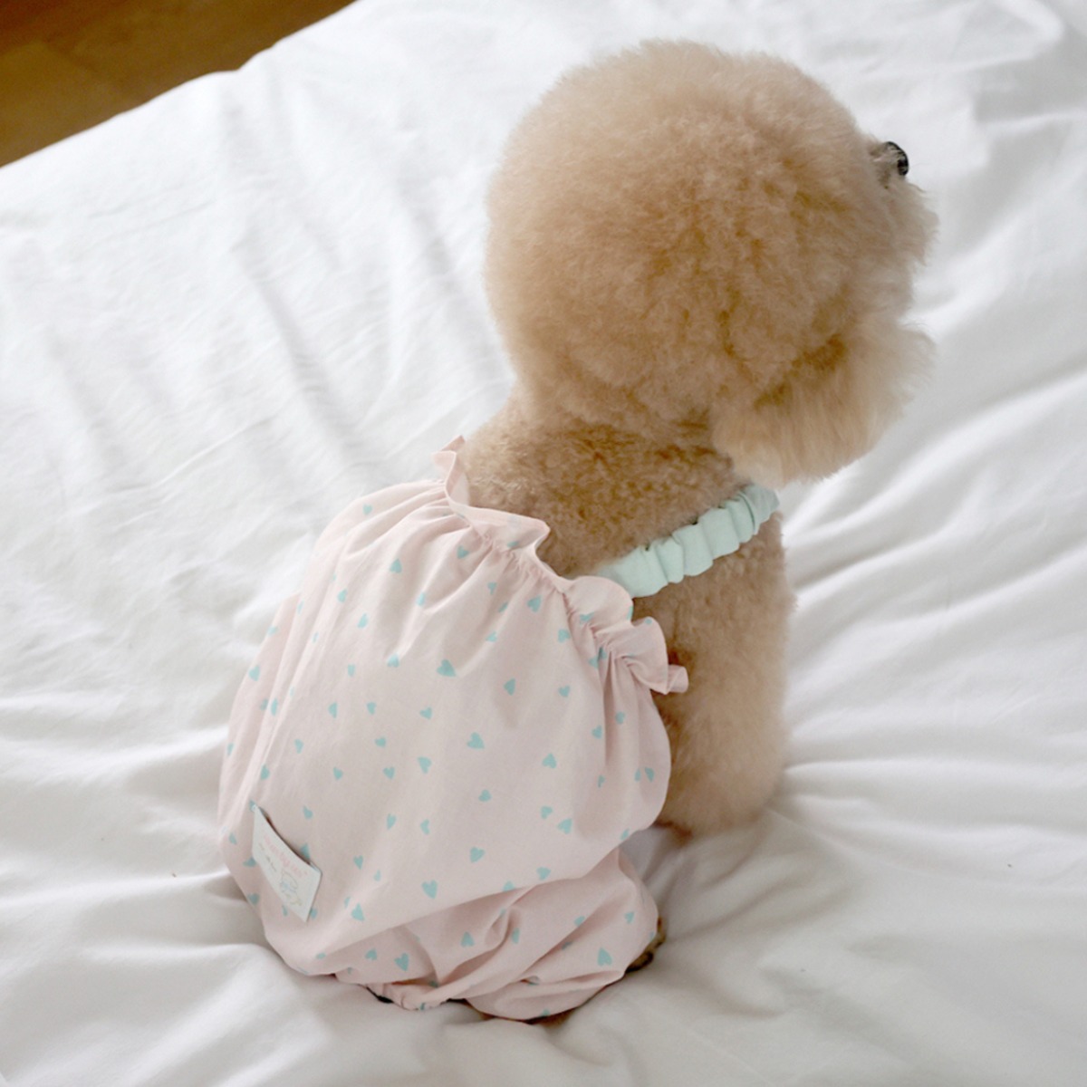 【予約】[near by us]heart crop romper (pink mint） | FLUFFY