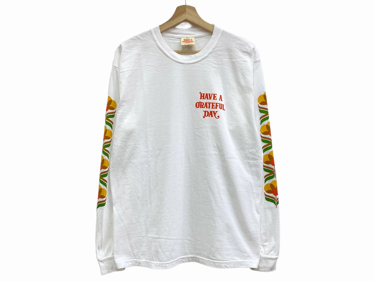【HAVE A GRATEFUL DAY】L/S T-Shirt "GD Sleeve#1" (white) | 101 clothing store