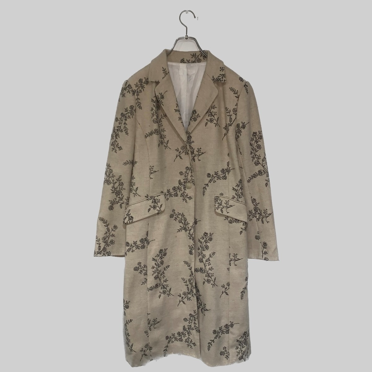 flower pattern long chester coat | whale