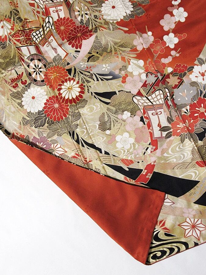 振袖 正絹 綸子 刺繍 几帳に御所車 柳 桜 菊 168cm前後ベスト 美 振袖 正絹 綸子 刺繍 几帳に御所車 柳 桜 菊 168cm前後ベスト 美