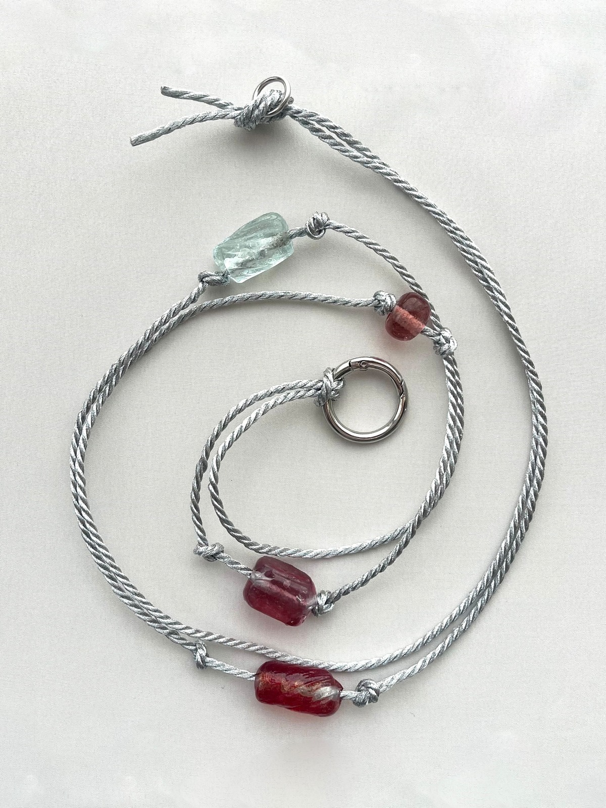 no.084 Glass Beads Loop Belt -Pink- | beads club