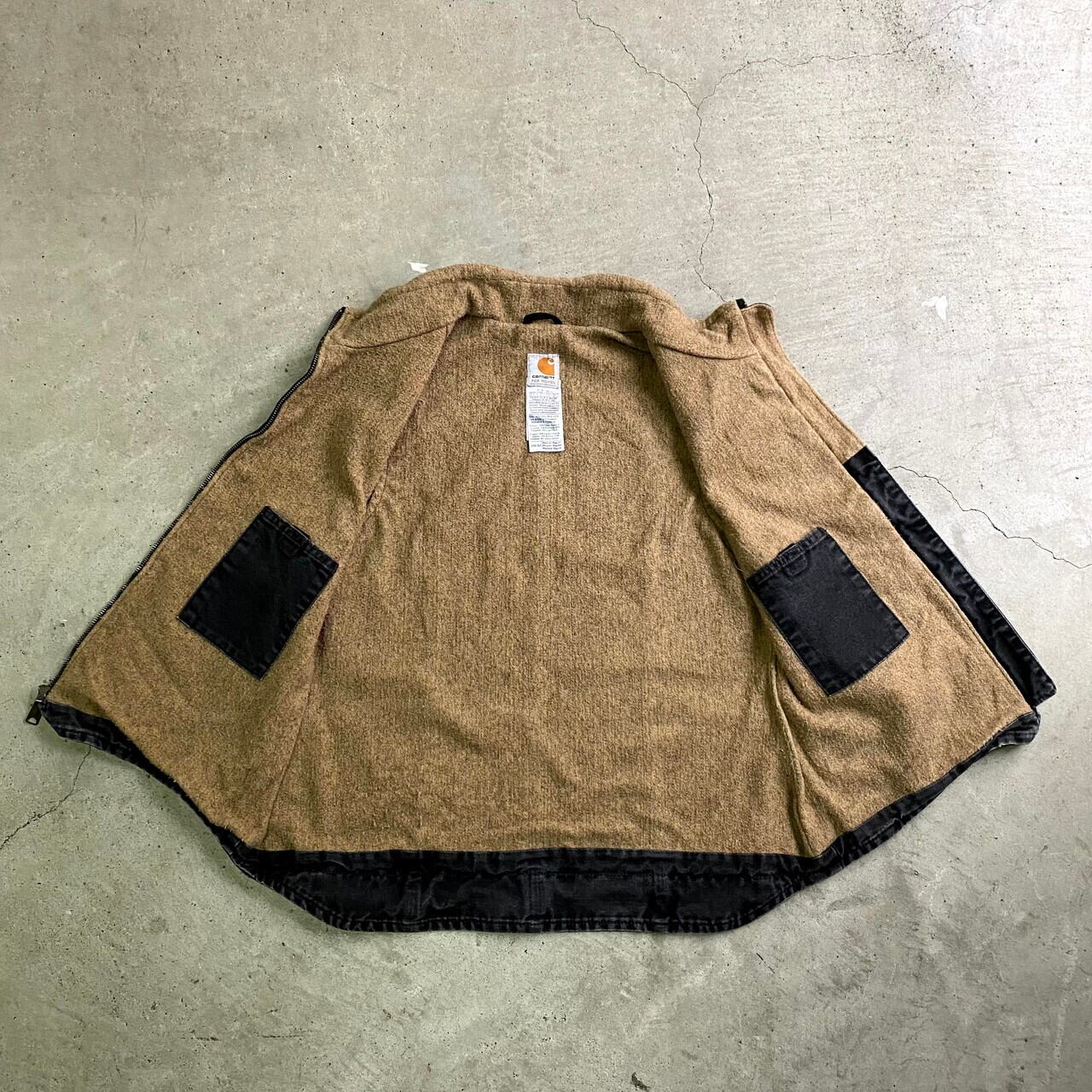 Carhartt カーハート ダック地 ベスト フリースライナー レディースL相当 古着 ブラック 黒色【ワークジャケット】【AL2109 ...
