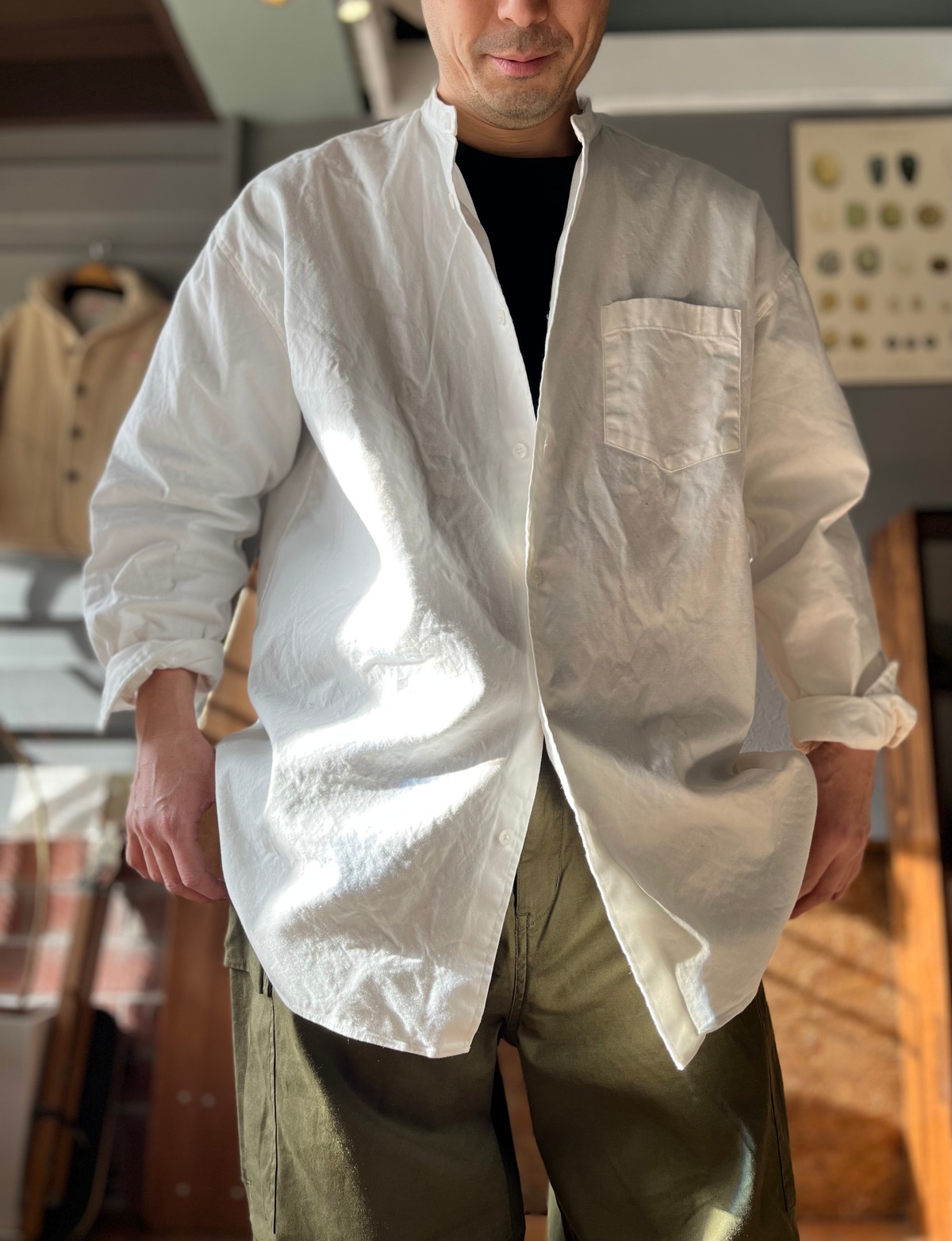 6オンスOXフォードバンドカラーL/Sシャツ(Audience) | commence