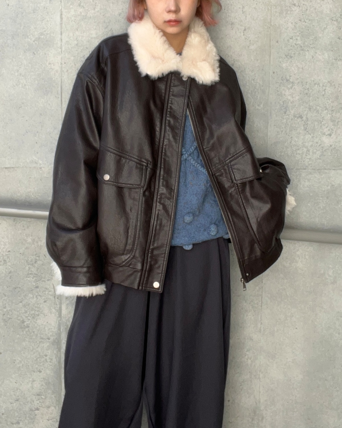 vegan leather boa jacket | Rose shimokitazawa