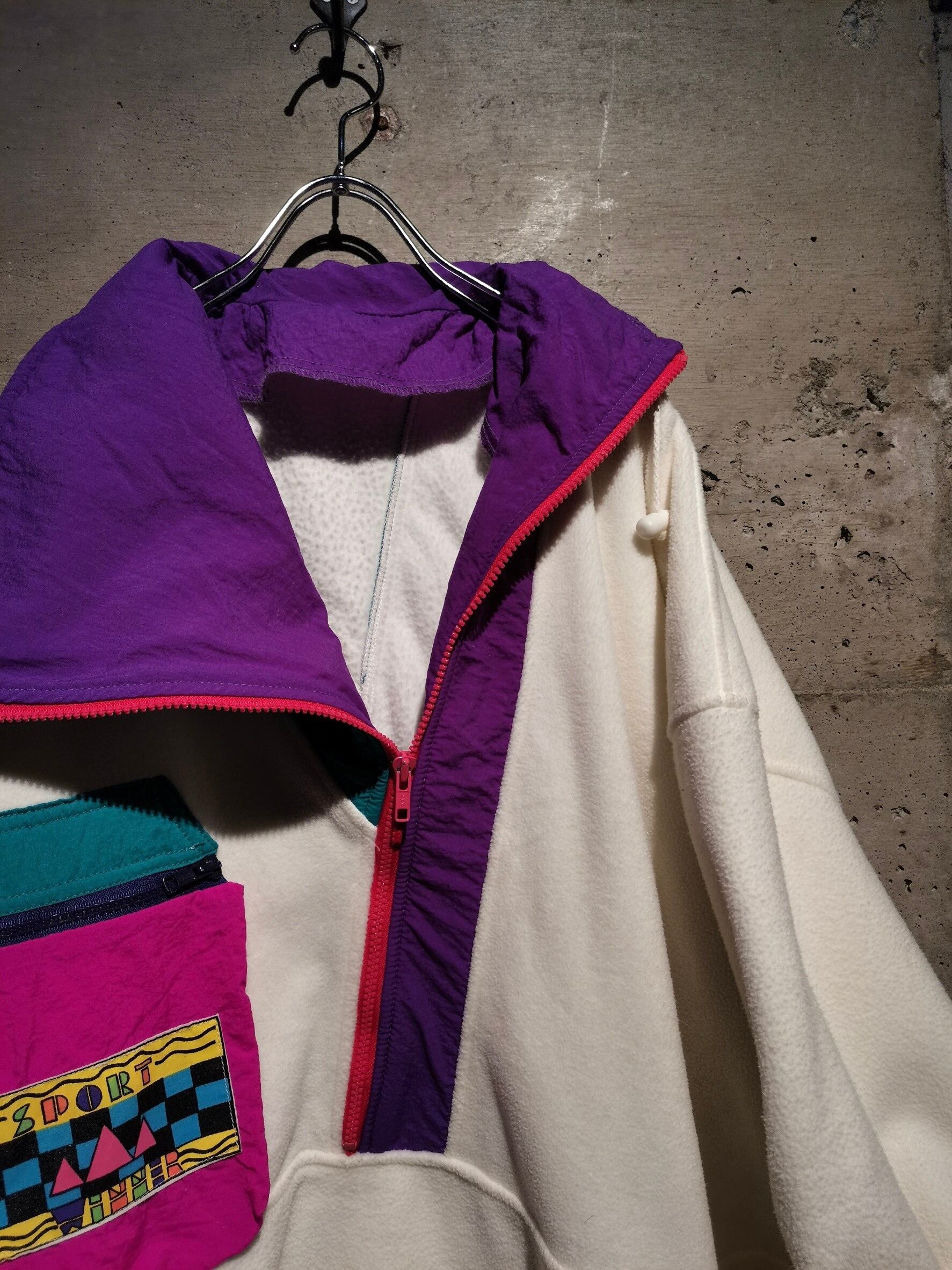 【Caka】Nylon Switching Asymmetry Design Vintage Fleece Pullover | Caka ...