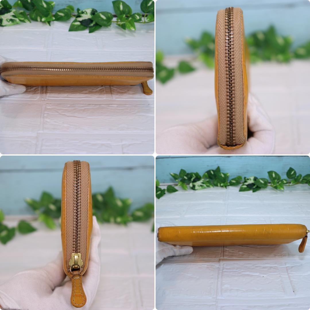 Felisi フェリージ 本革長財布 クロコ型押し 黄色 フリンジ Felisi フェリージ 本革長財布 クロコ型押し 黄色 フリンジ
