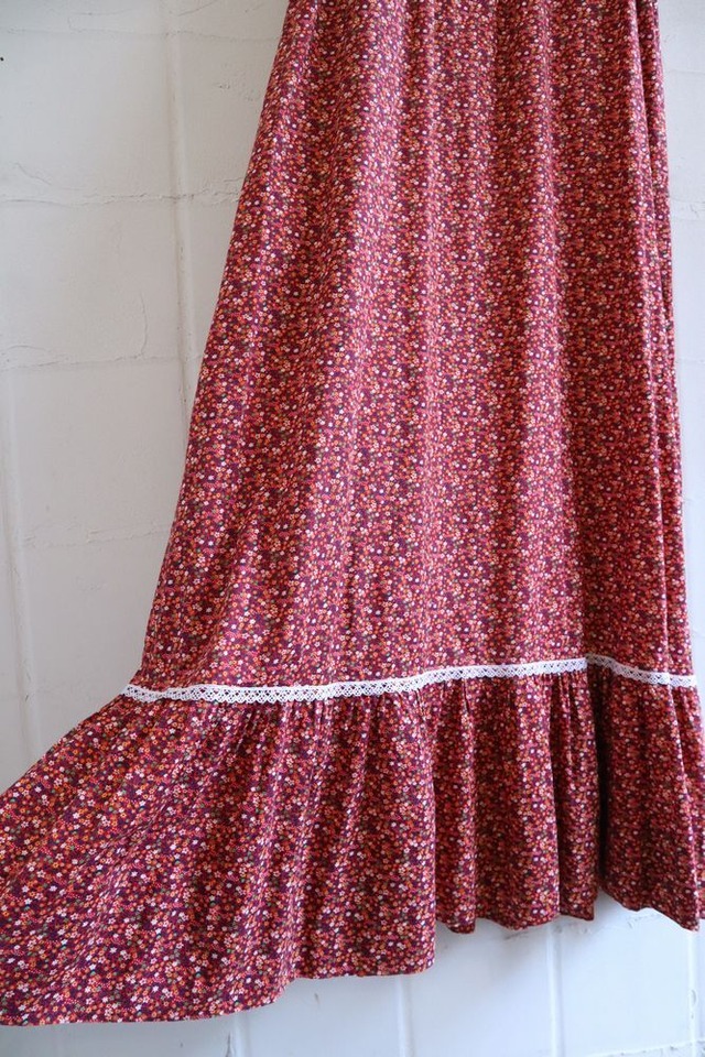 70s ”Sears” red×navy×white floral long dress [l-164] | Fizzvintage