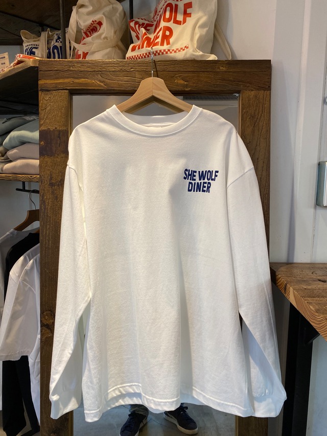 SWD ORIGINAL long t-shirt heavy weight No2(WHITE/BLUE) | shewolfdiner