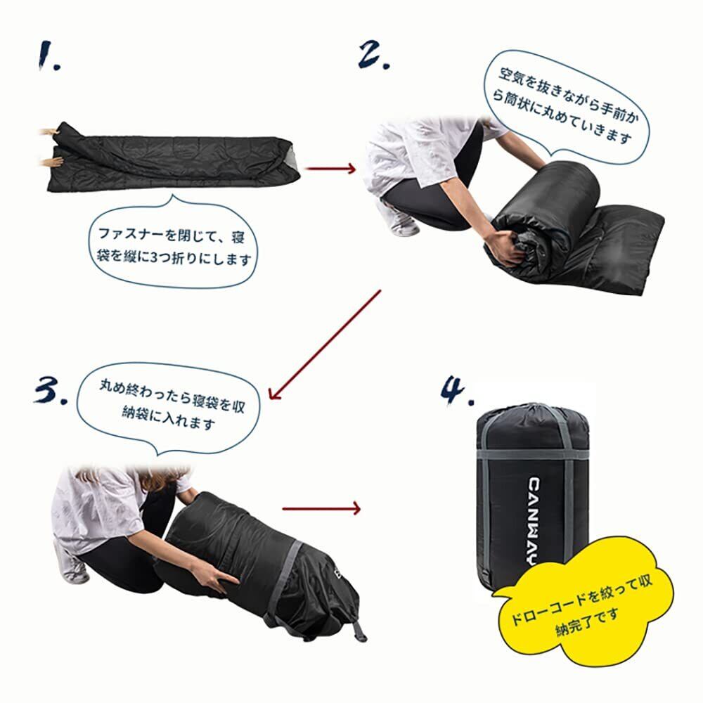 CANWAY 寝袋 シュラフ 2人用 青 収納可能 CANWAY寝袋2人用防水シュラフ