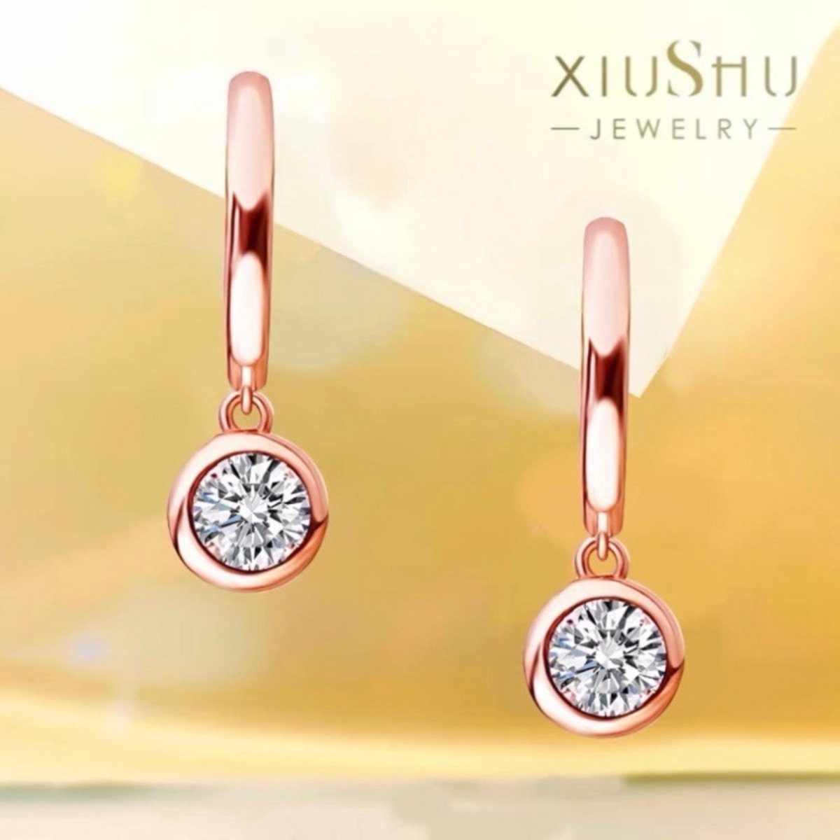 一粒 ラウンド 高炭素ダイヤモンド キラキラ ゴージャス ソリティアピアス ローズゴールド シンプル 1粒 | キラキラゴージャスジュエリーのXIUSHU(シュシュ)