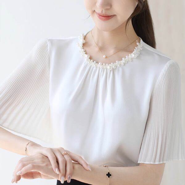 パールプリーツスリーブブラウス A2986 | alliede