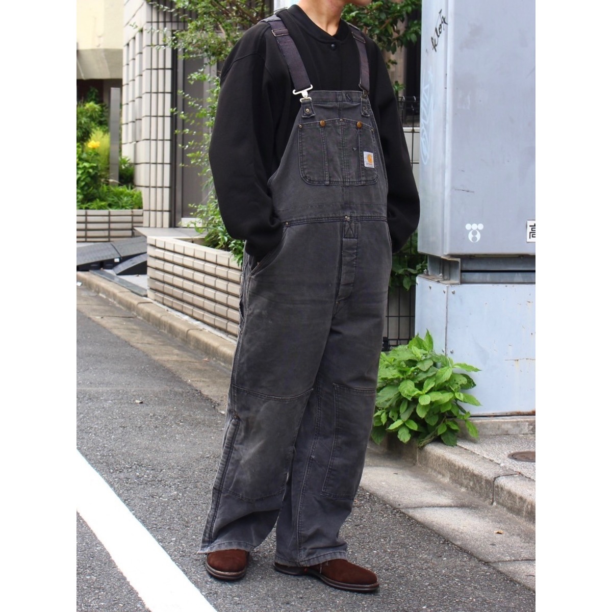【CUBA】1990s vintage "Carrhart" fade black and nice boro overall-8127- | cv
