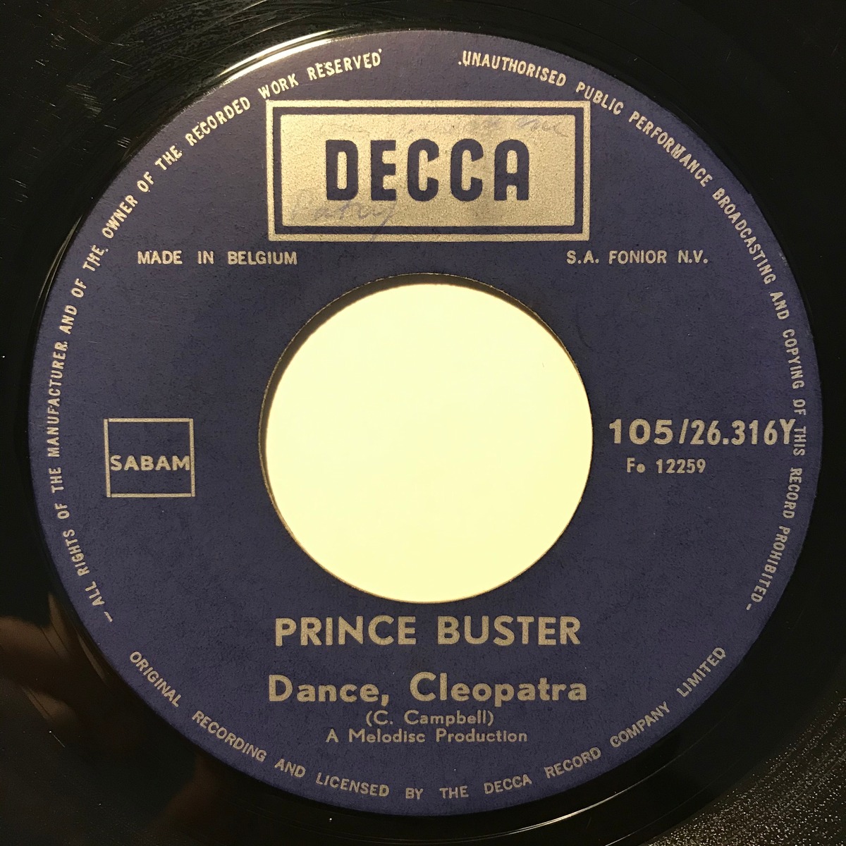 Prince Buster - Dance Cleopatra【7-10840】 | Jamaican Soul