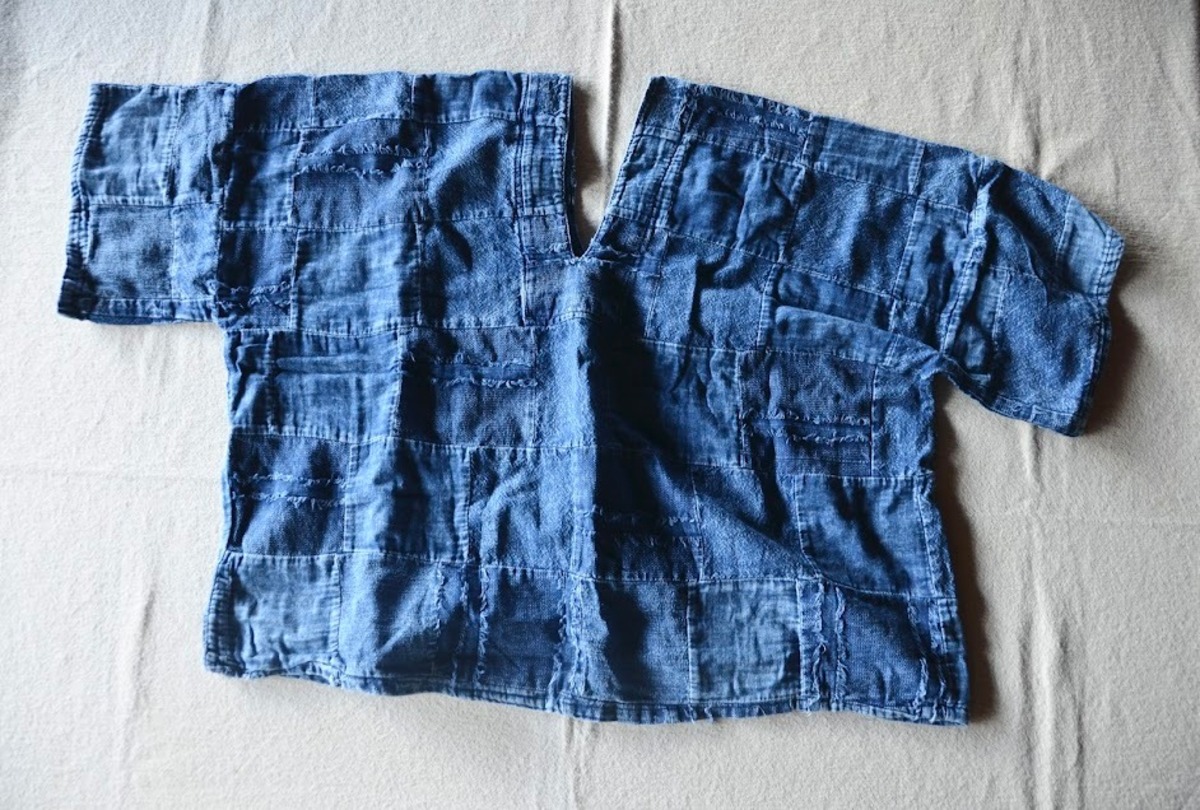 stone wash cotton gauze pater work 7sleeves top | TEPA