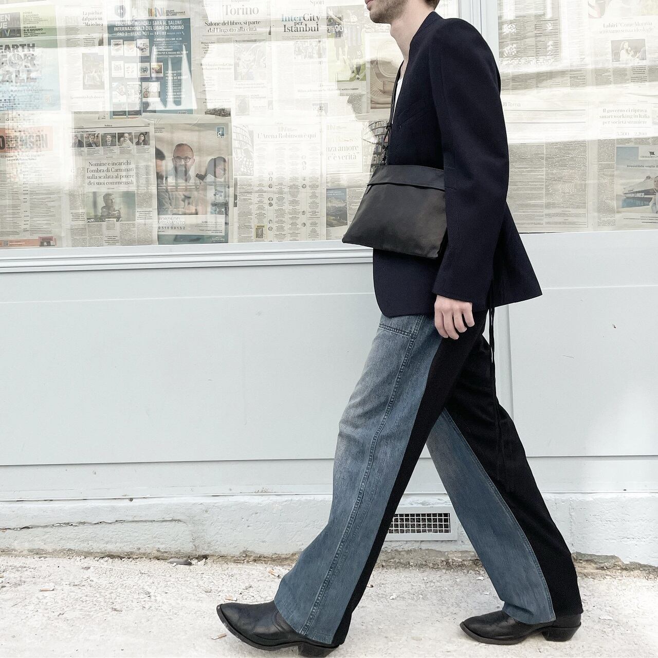 174ABG14 Leather shoulder bag 'grande poche' sacoche サコッシュ | Patrick ...