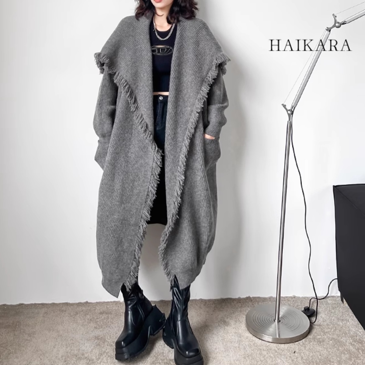 large collar jacket with fringe design | HAIKARA｜ハイカラ【大人綺麗な個性的ファッションクローゼット】