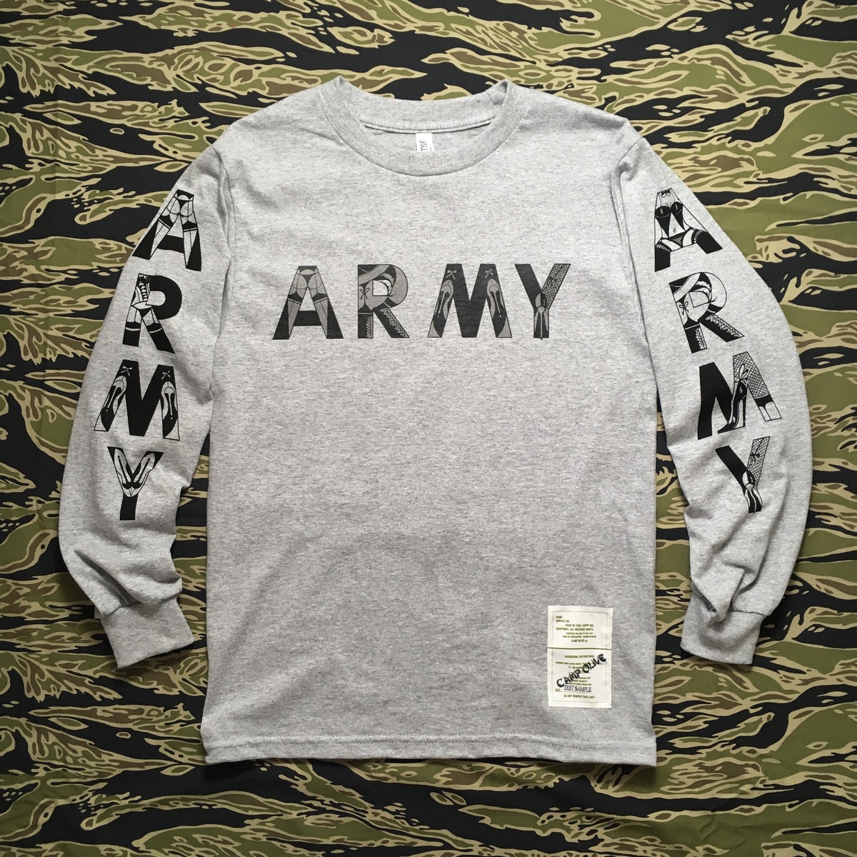“ARMY Logo” PFU T-shirts L/S (Spec.MIL-X-4109C) Gray: Black x Gunmetal ...
