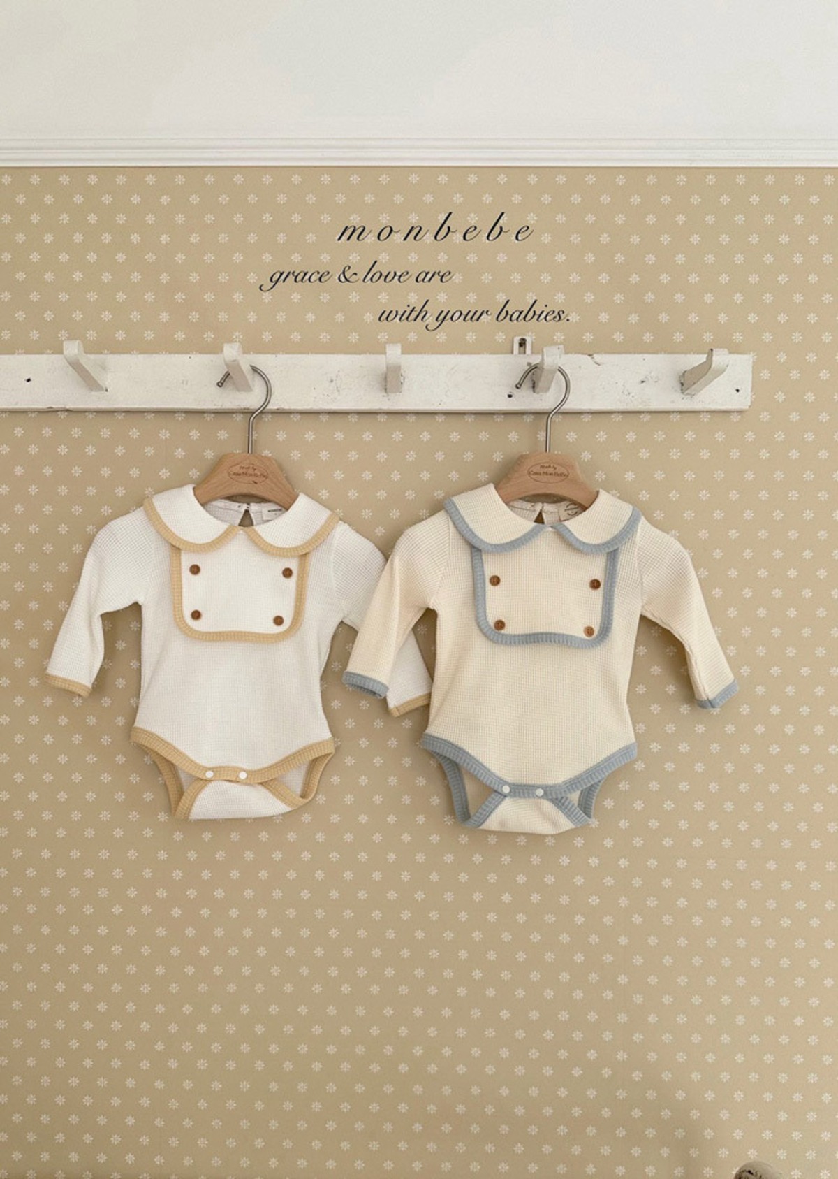 《予約》monbebe / bib waffle suit | Laraco