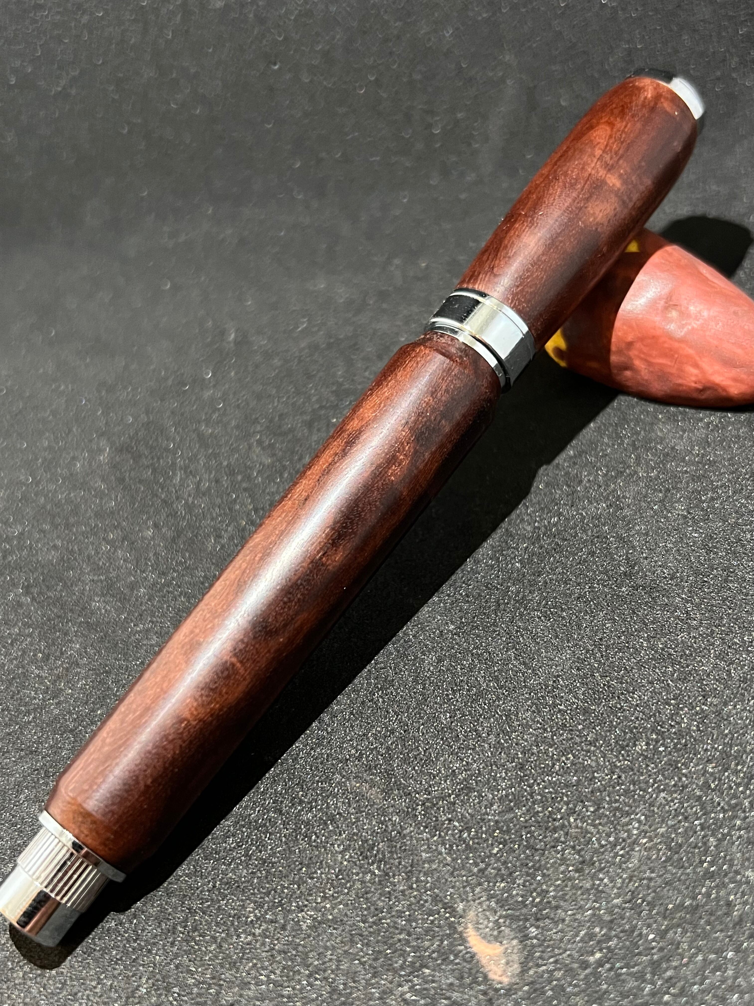 2 インドローズ オーロラ杢 木軸キャップ式ボールペン | こぶた工房