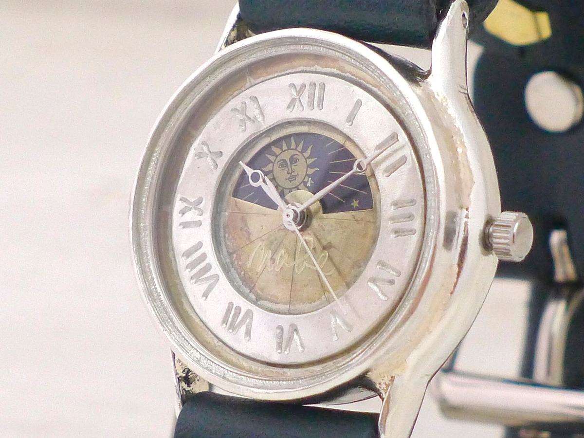 "S-WATCH2-SV-S&M" Sun&Moon 32mm Silve925 ローマ数字 手作り腕時計 [207SV-S&M ローマ ...