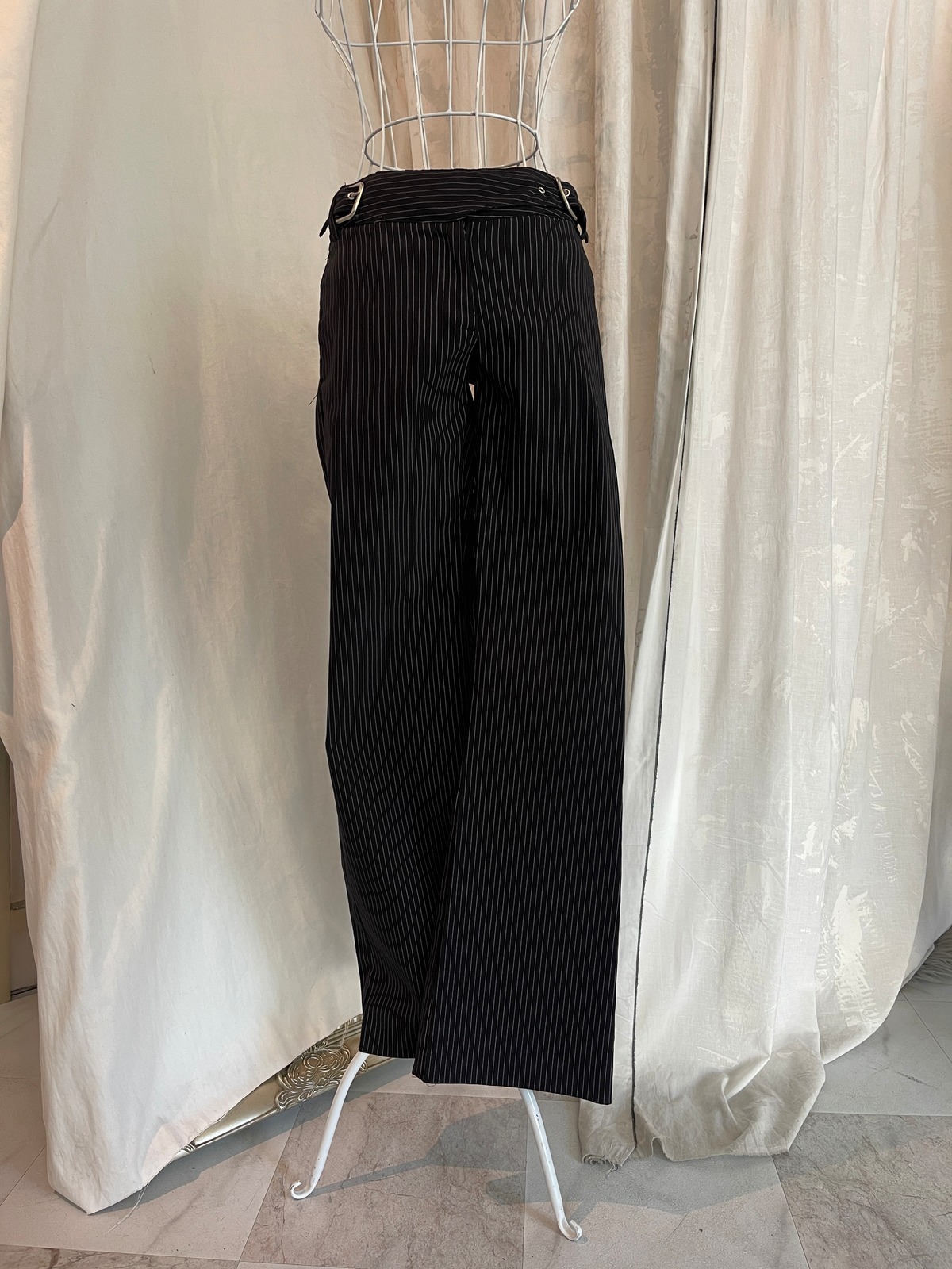 Striped Tight Semi Flared Low Rise Pants | Queens