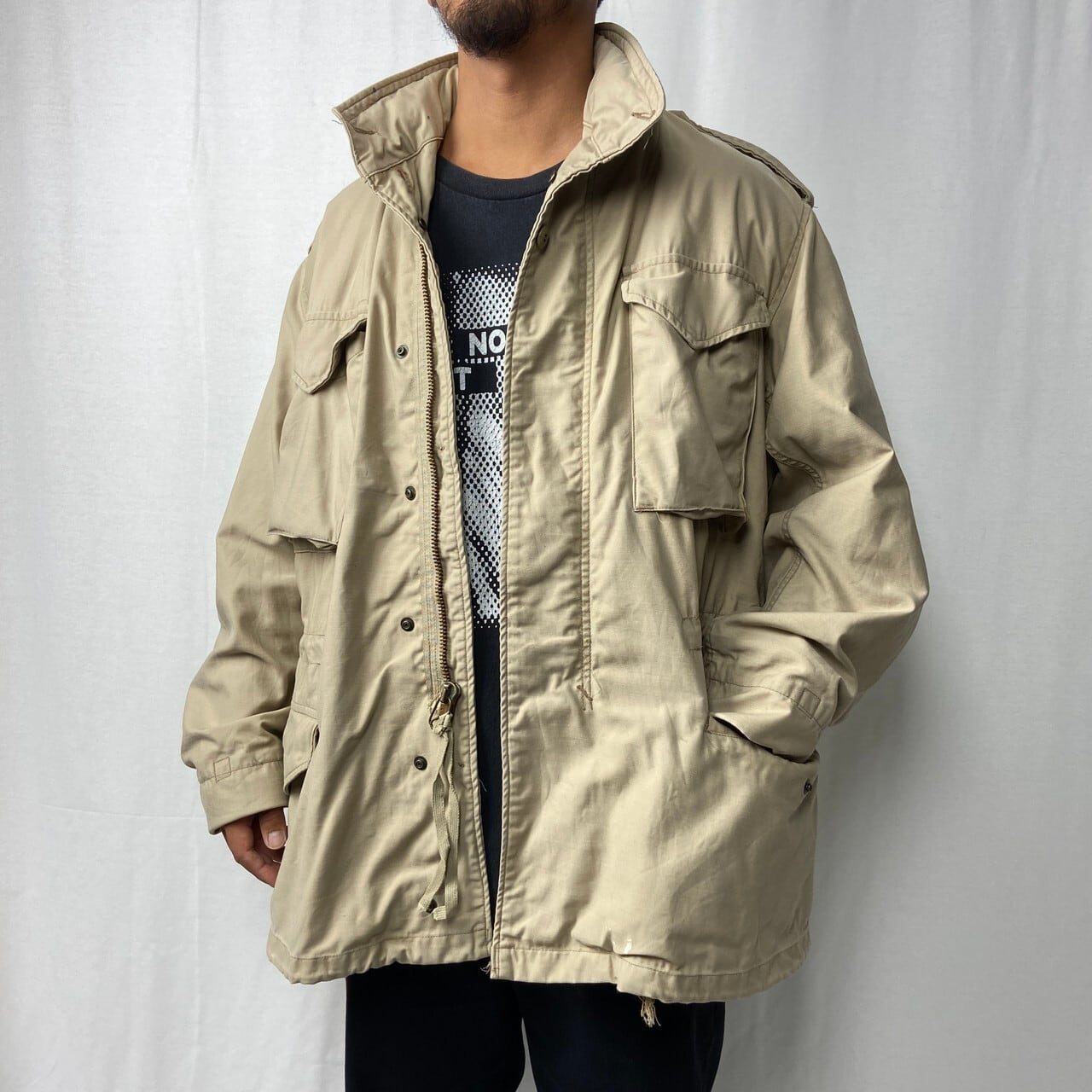 ALPHA INDUSTRIES アルファ 民間品 M-65 ミリタリー フィールドジャケット MEDIUM REGULAR メンズL相当 古着 SCOVILLジップ ベージュ【ミリタリー ...