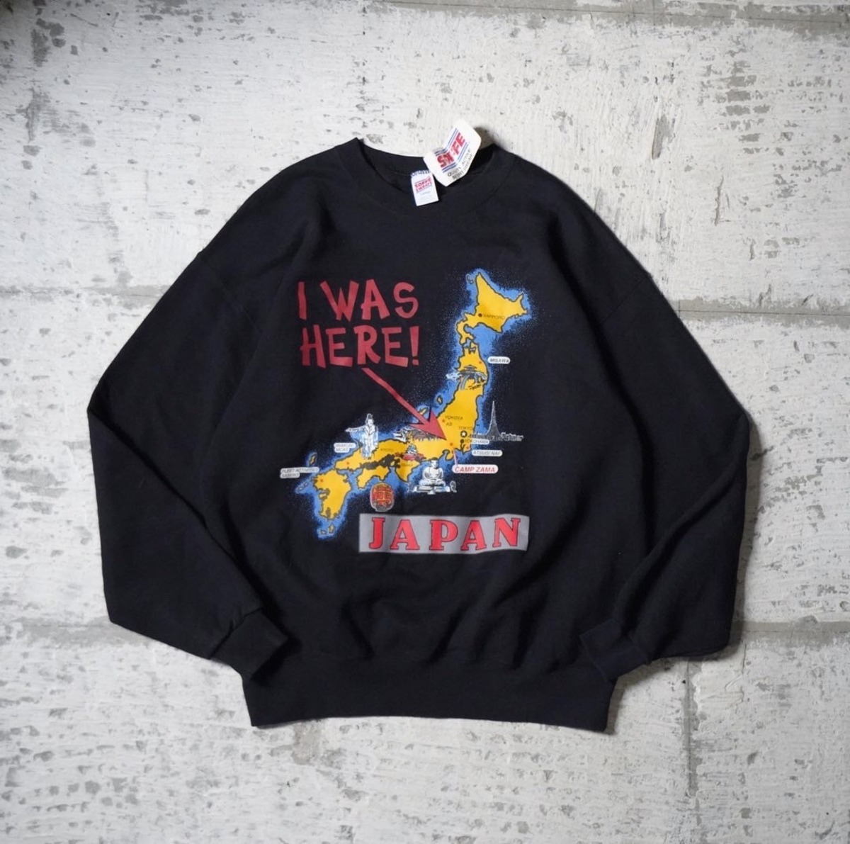 NOS 90s made in usa camp zama japan map sweatshirt | Restairs