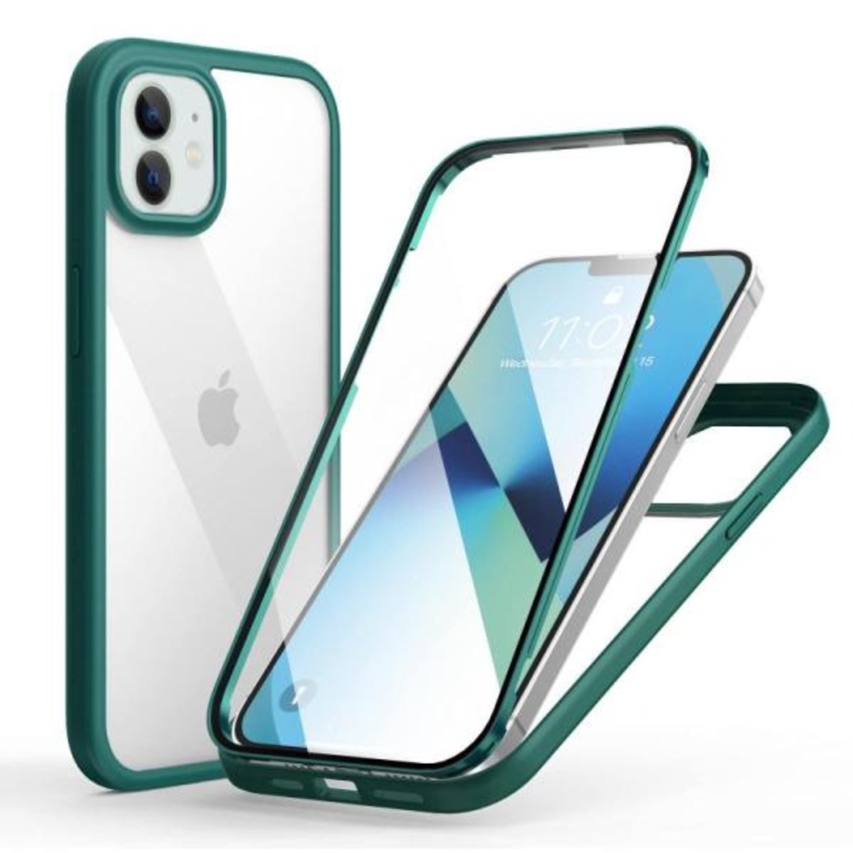 MQman iPhone12 iPhone12Pro ケース 前面ガラス+背面ガラス 360°全面保護 100％画面タッチ感度 耐衝撃 強化ガラス フ3 | hero01