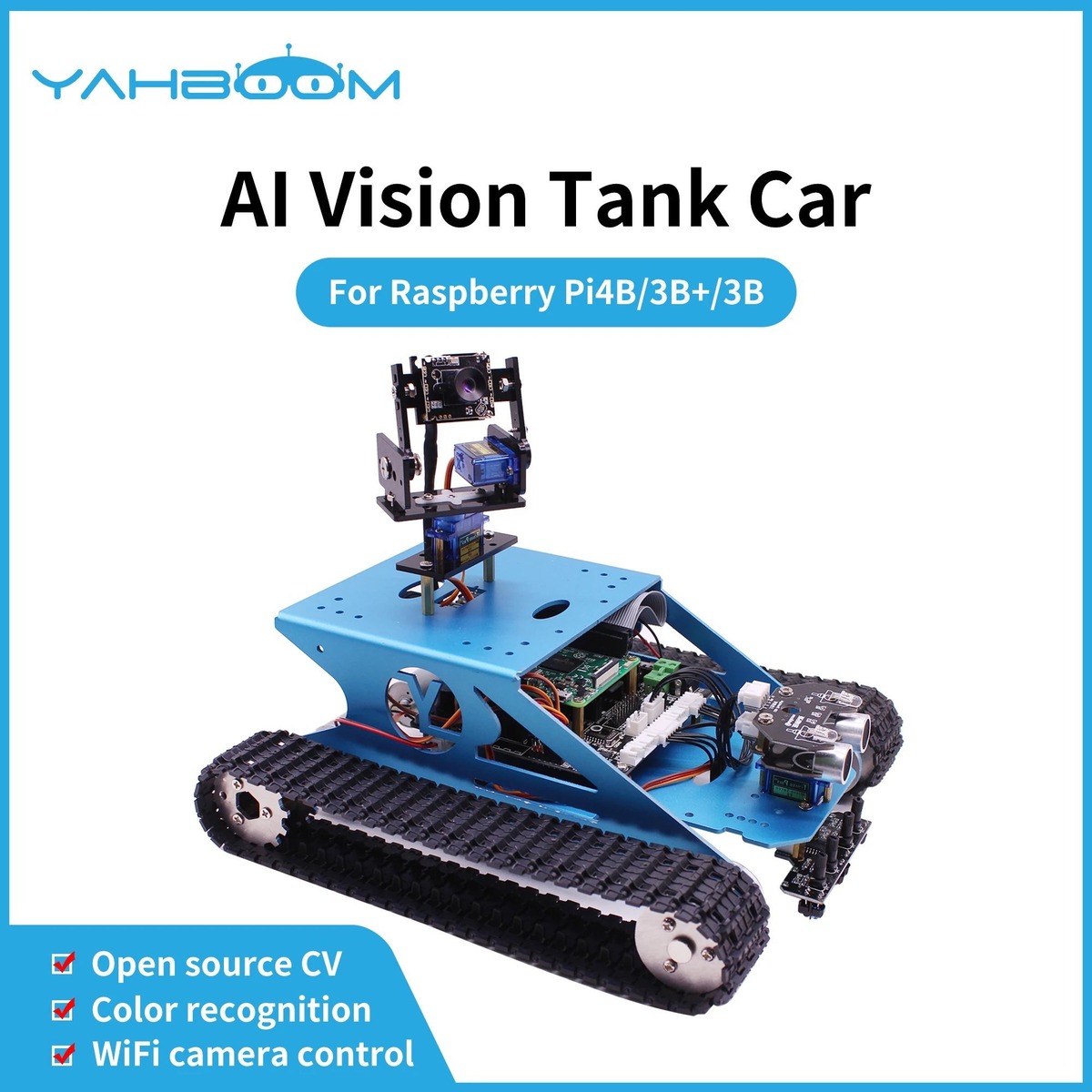 [With-Pi-4B-8G] Yahboom AI Vision G1Tank Raspberry Piカーキット オープンソースロボット ...