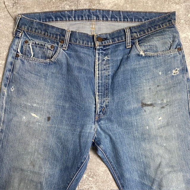 70's Levi's 505 0217 デニムパンツ 42TALON バックポケットシングル サイド赤耳 W40程 リペア 刻印5 スモール ...