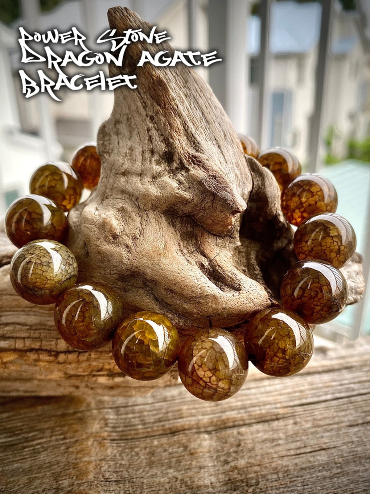 Power stone Dragon Agate bracelet 15mm | Heimer’s