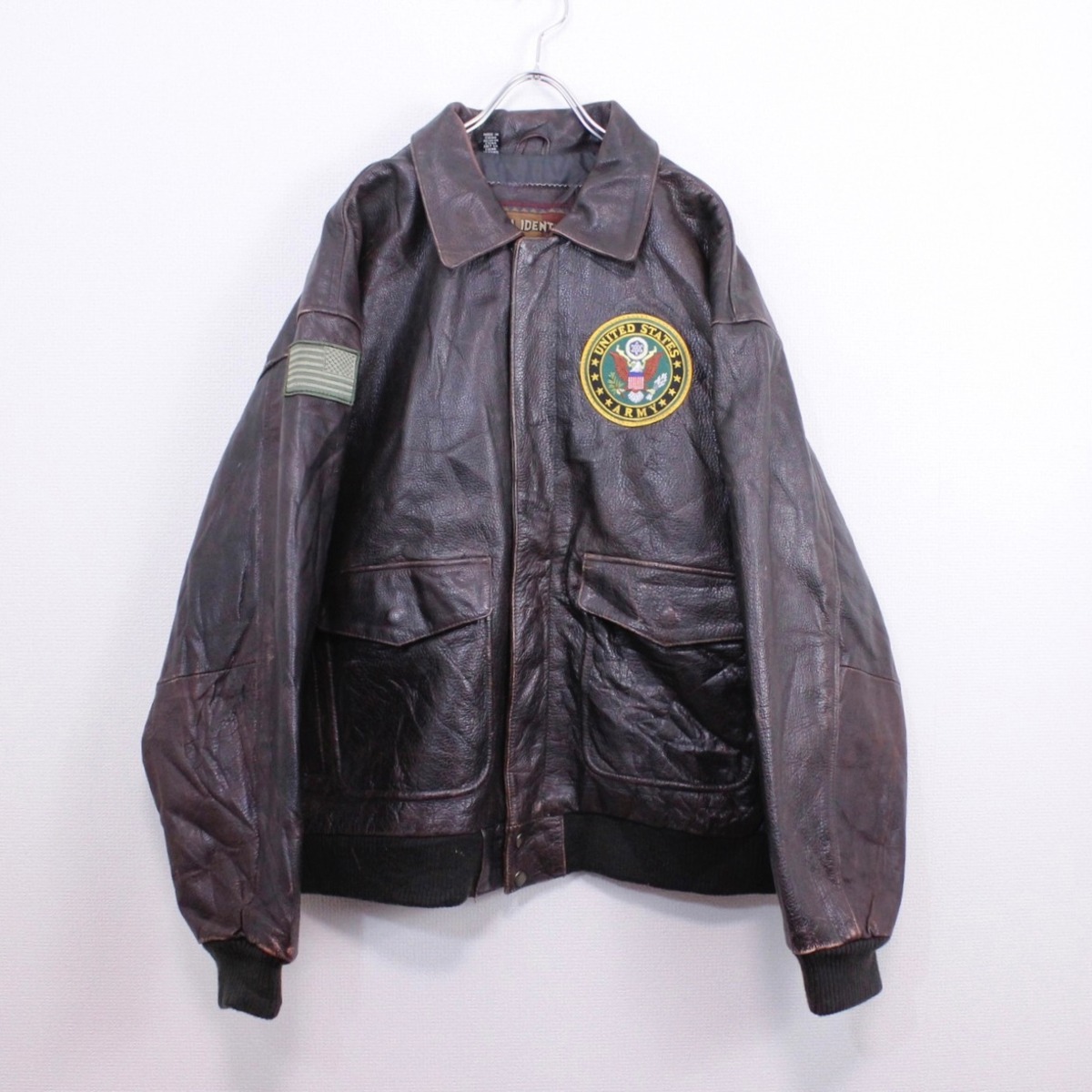 【Caka act2】U.S Army Patch Design Vintage A-2 Type Flight Leather Jacket ...