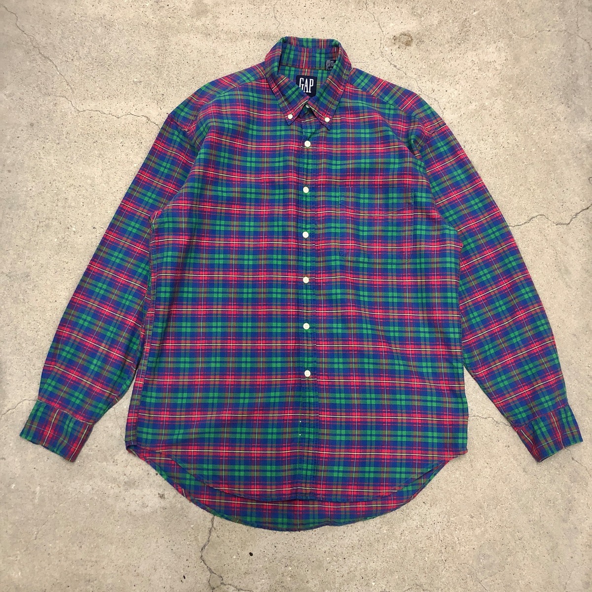 90s OLD GAP/Check BD L/S Shirt/L/QATAR製/チェック柄/ボタンダウンシャツ/長袖/マルチカラー/ギャップ ...