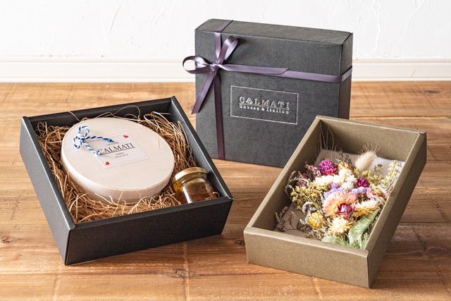 【喜びをお届け】BOX入りドライフラワーと濃蜜チーズケーキセット | CALMATI(カルマーティ):誕生日・ギフト・プレゼント・内祝い・贈り物