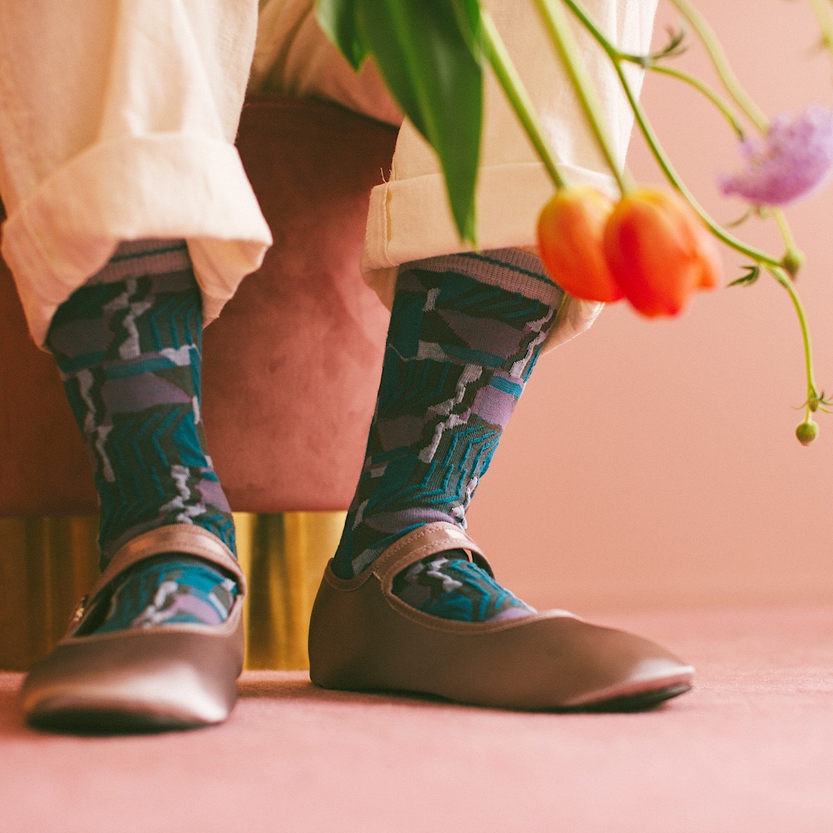 【TUO YAN SET】ANTENA SOCKS・ブルー | sunsun