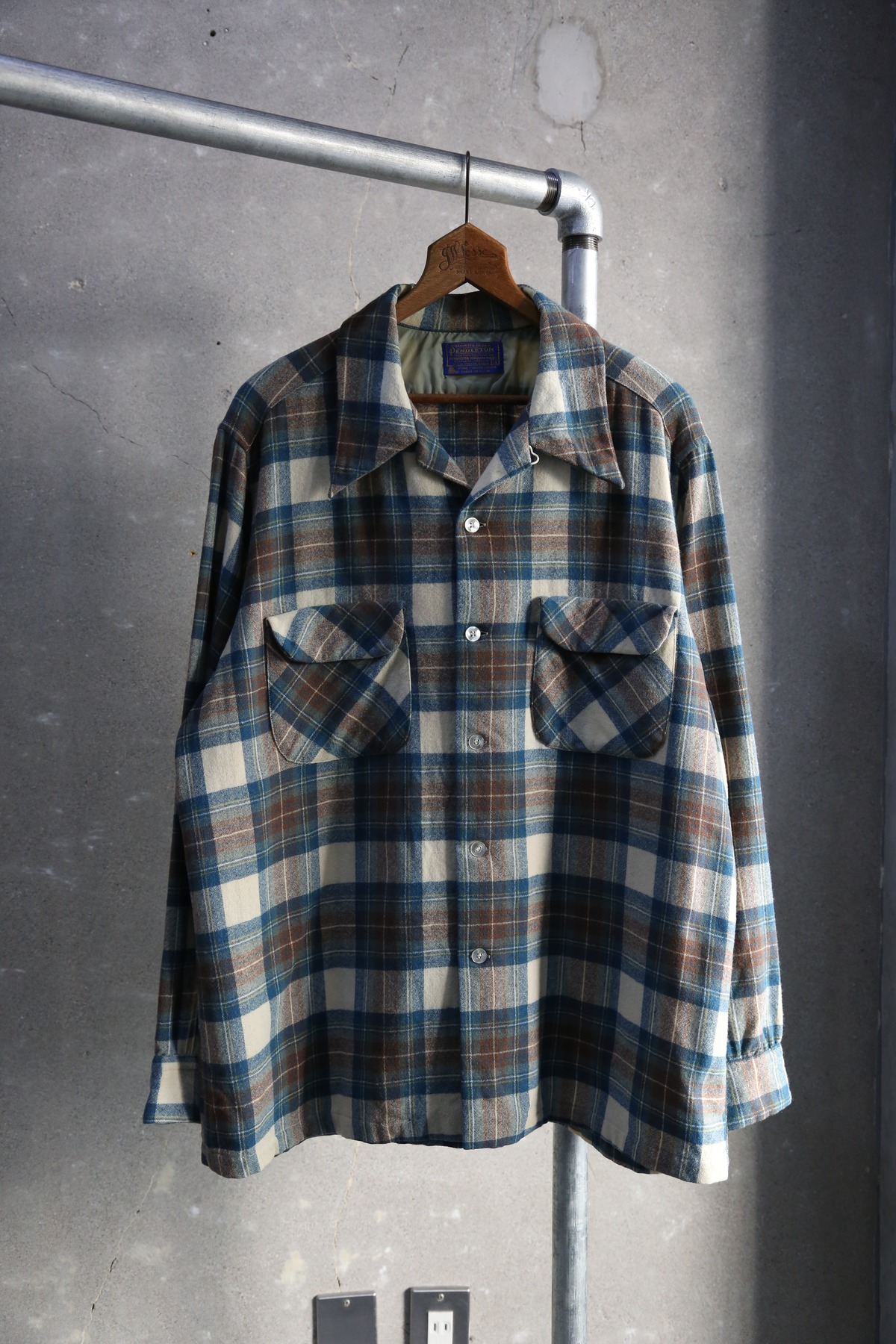 70s【Pendleton】Open Collar Wool Shirt USA製 | the Holic vintage clothing